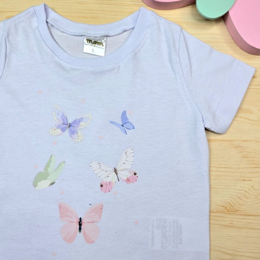 Camiseta Curta Infantil de Menina em 100% Algodão - Branca ...